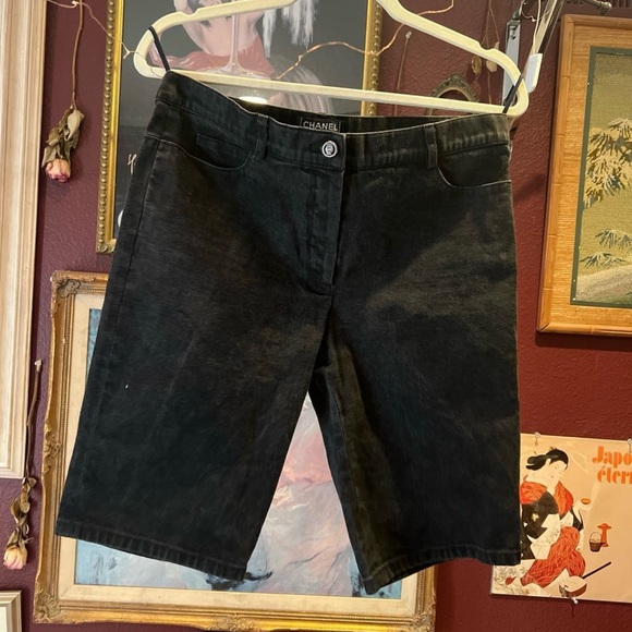 CHANEL | Shorts | Chanel Black Denim Shorts | Poshmark